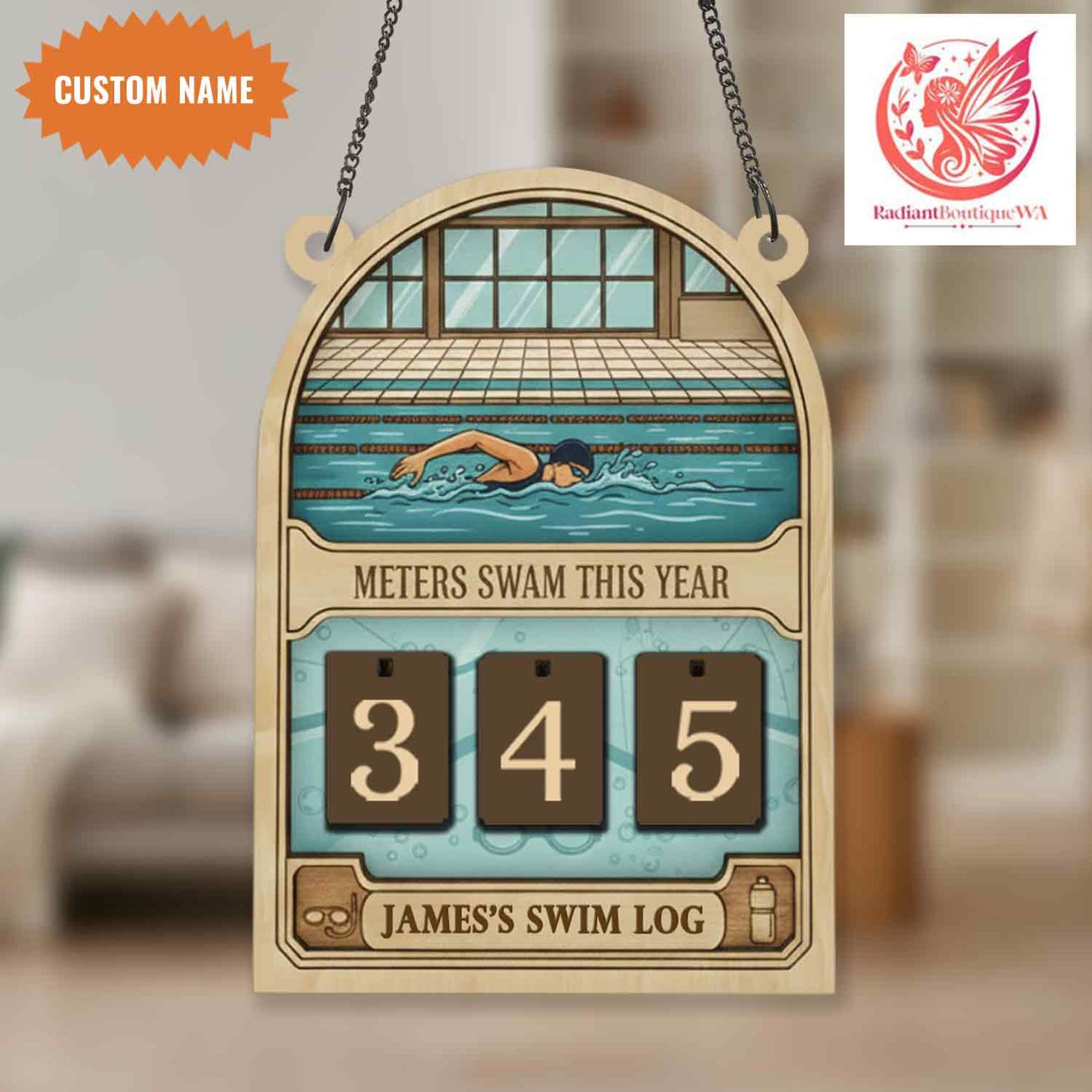 Personalized Swimming Meter Tracker, Swimmer Progress Sign, Pool ...