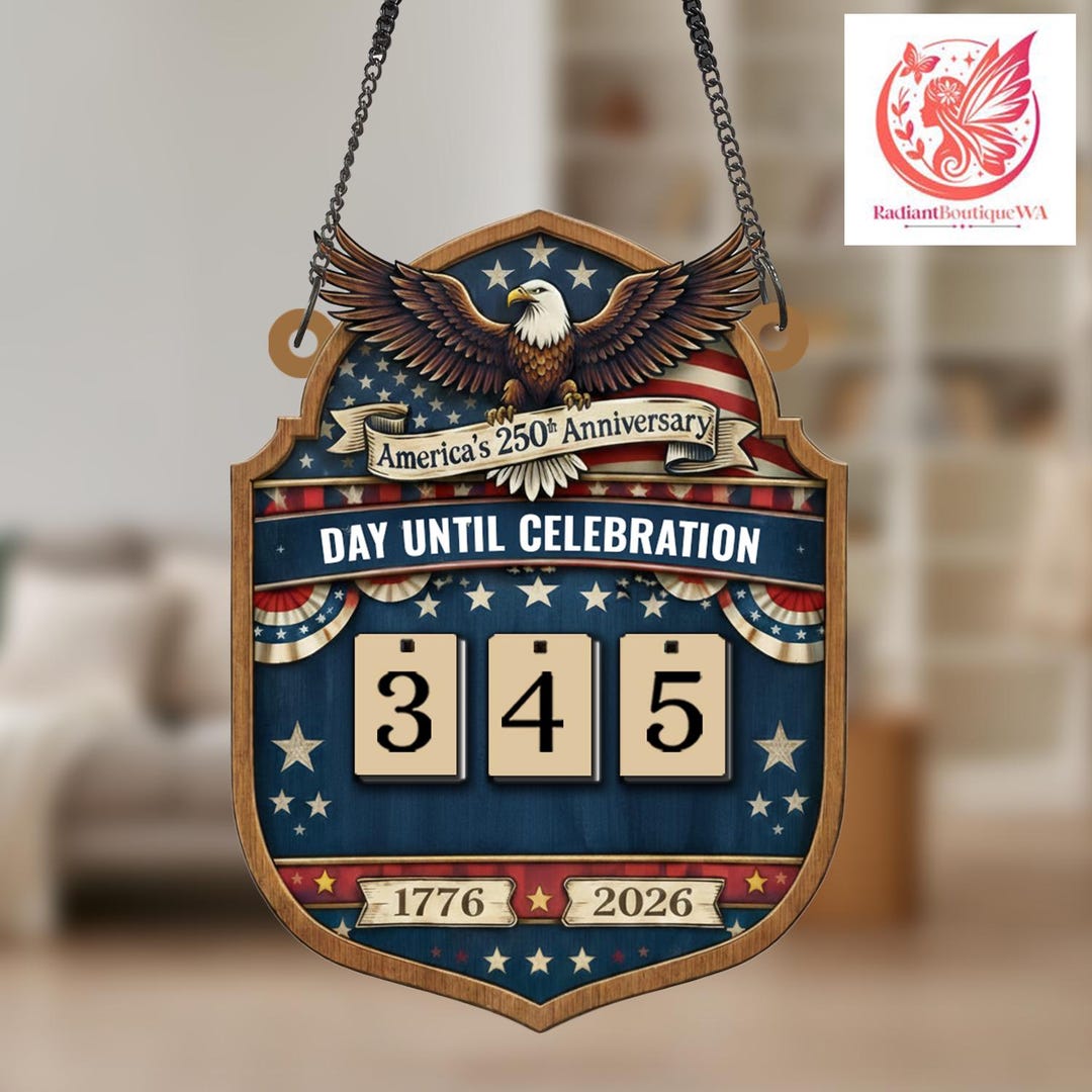 America 250th Anniversary Countdown Sign, Patriotic Day Until ...