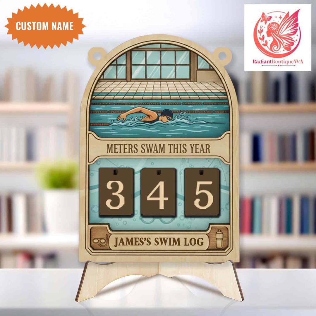 Personalized Swimming Meter Tracker, Swimmer Progress Sign, Pool ...