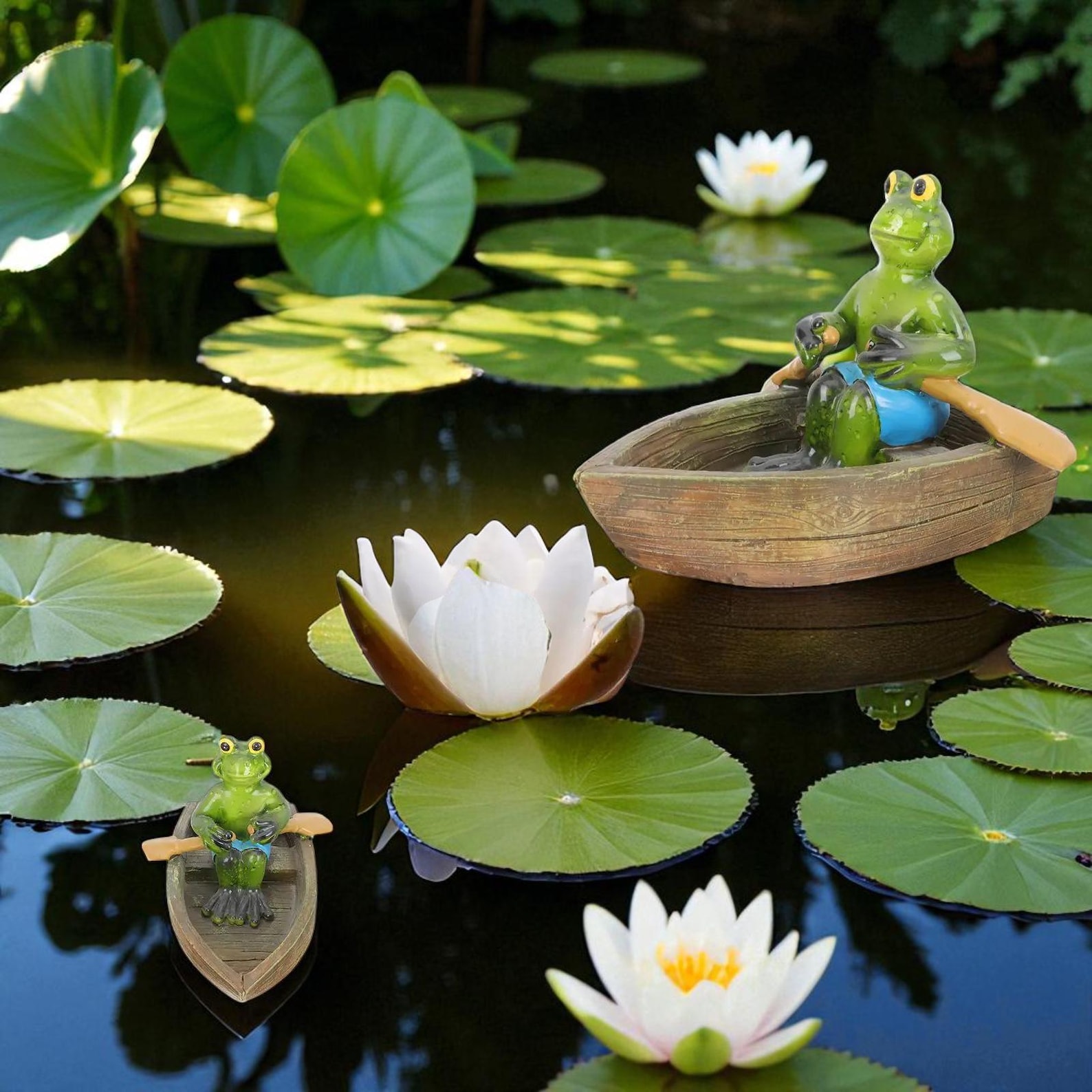 Creative Frog Figurines – Resin Pool and Pond Decor Garden Statue ...