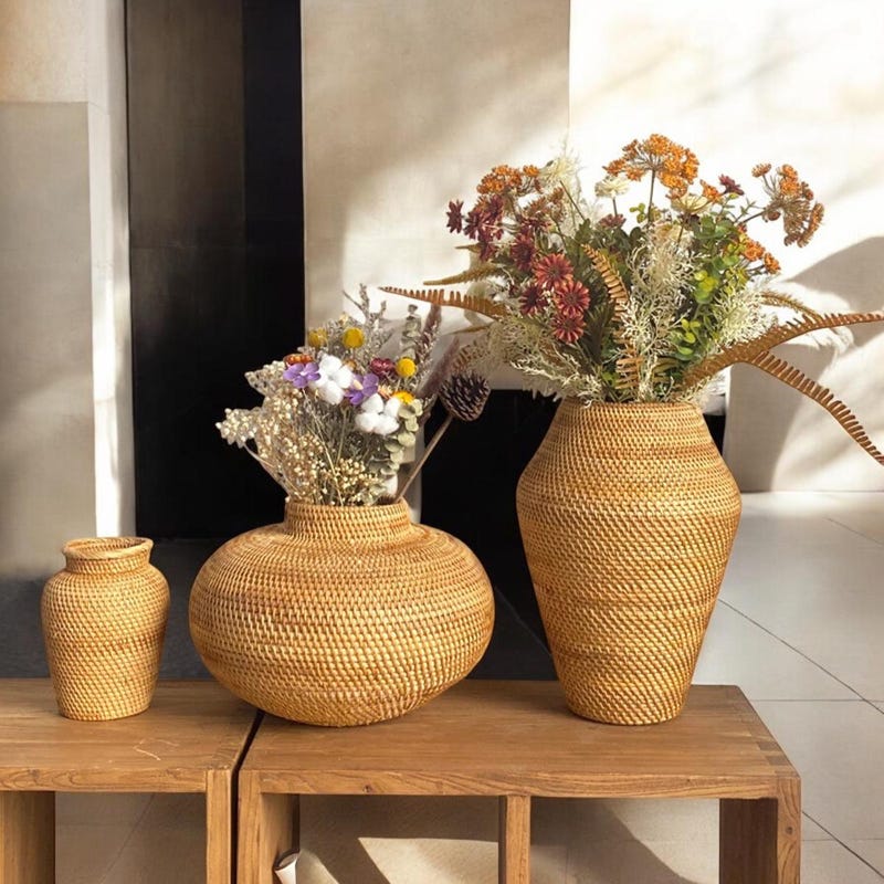 Large Rattan Planter - Etsy