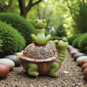 Cute Turtle & Frog Statue – Resin Garden Decor for Home, Patio, or ...