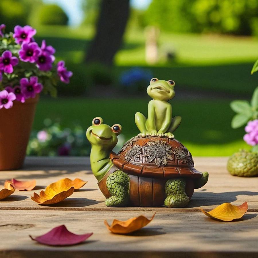 Cute Turtle & Frog Statue – Resin Garden Decor for Home, Patio, or ...