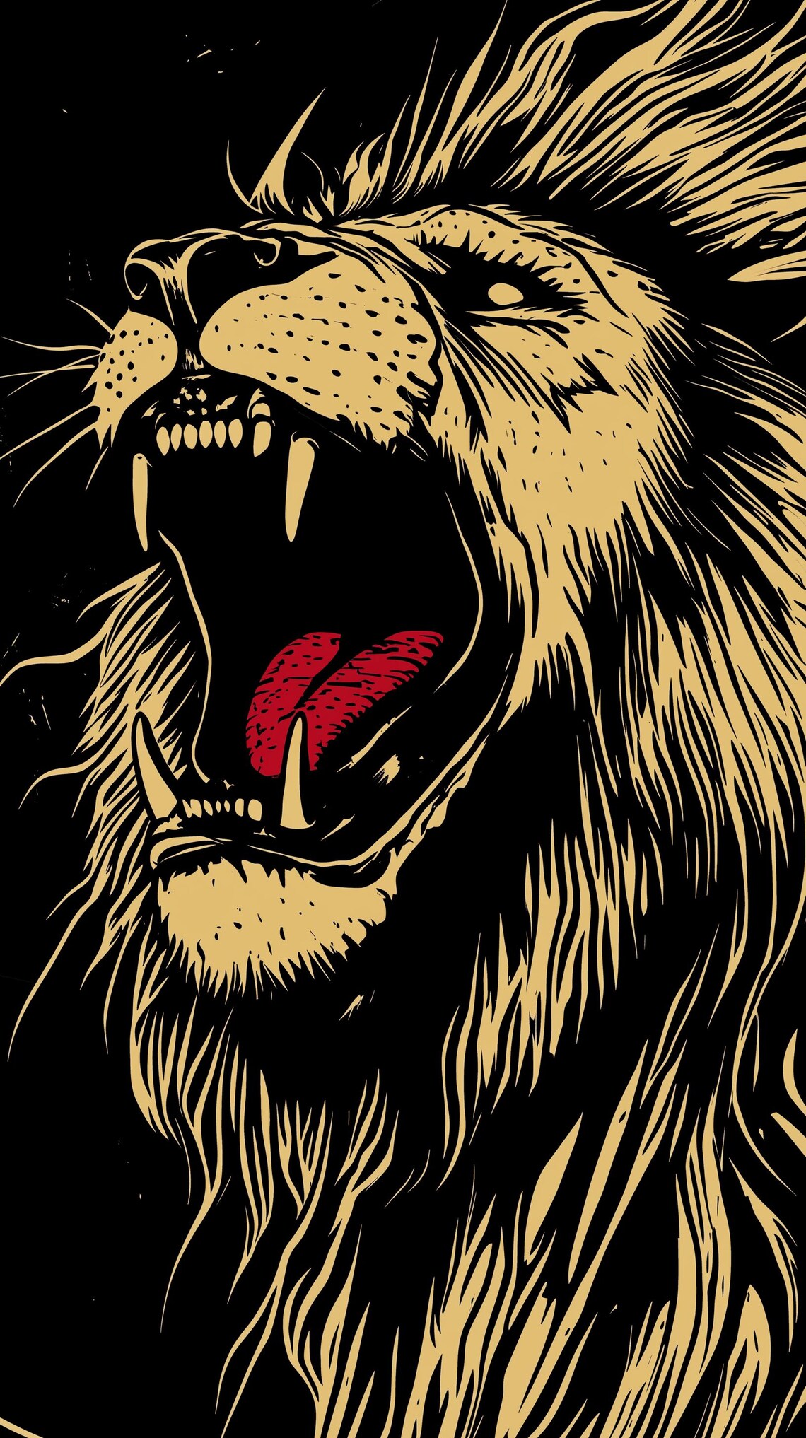 Linocut Roaring Lion PNG Engravers Style Clipart - Etsy