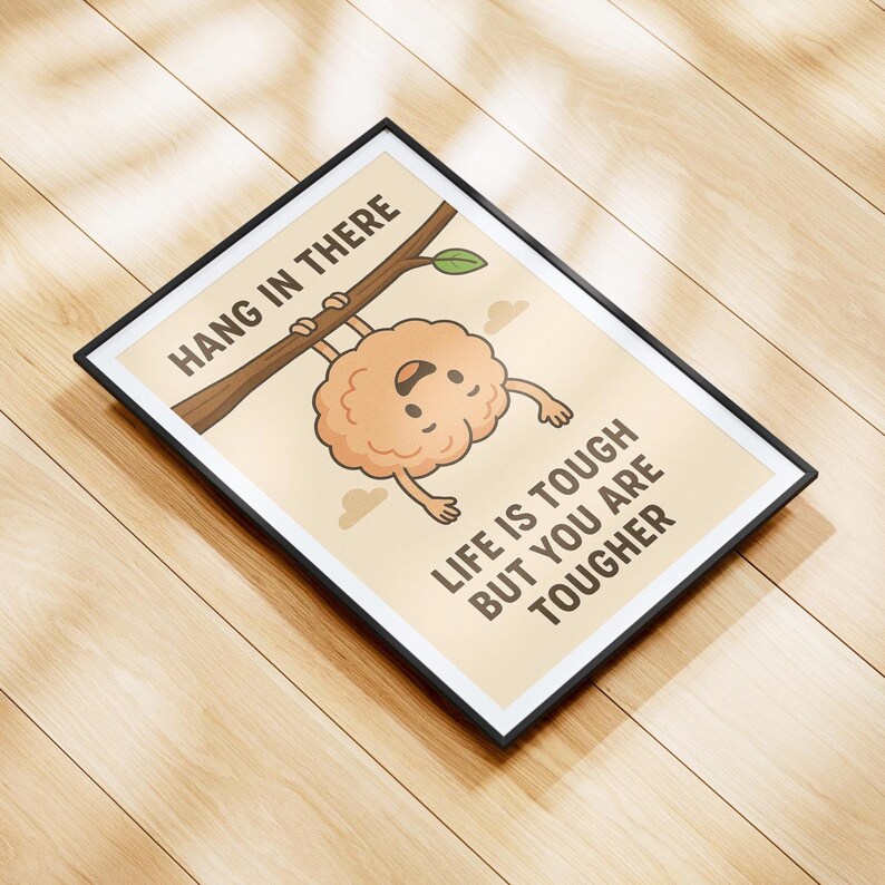 Hang in There Brain Art Digital Print - Cute Motivational Wall Decor ...