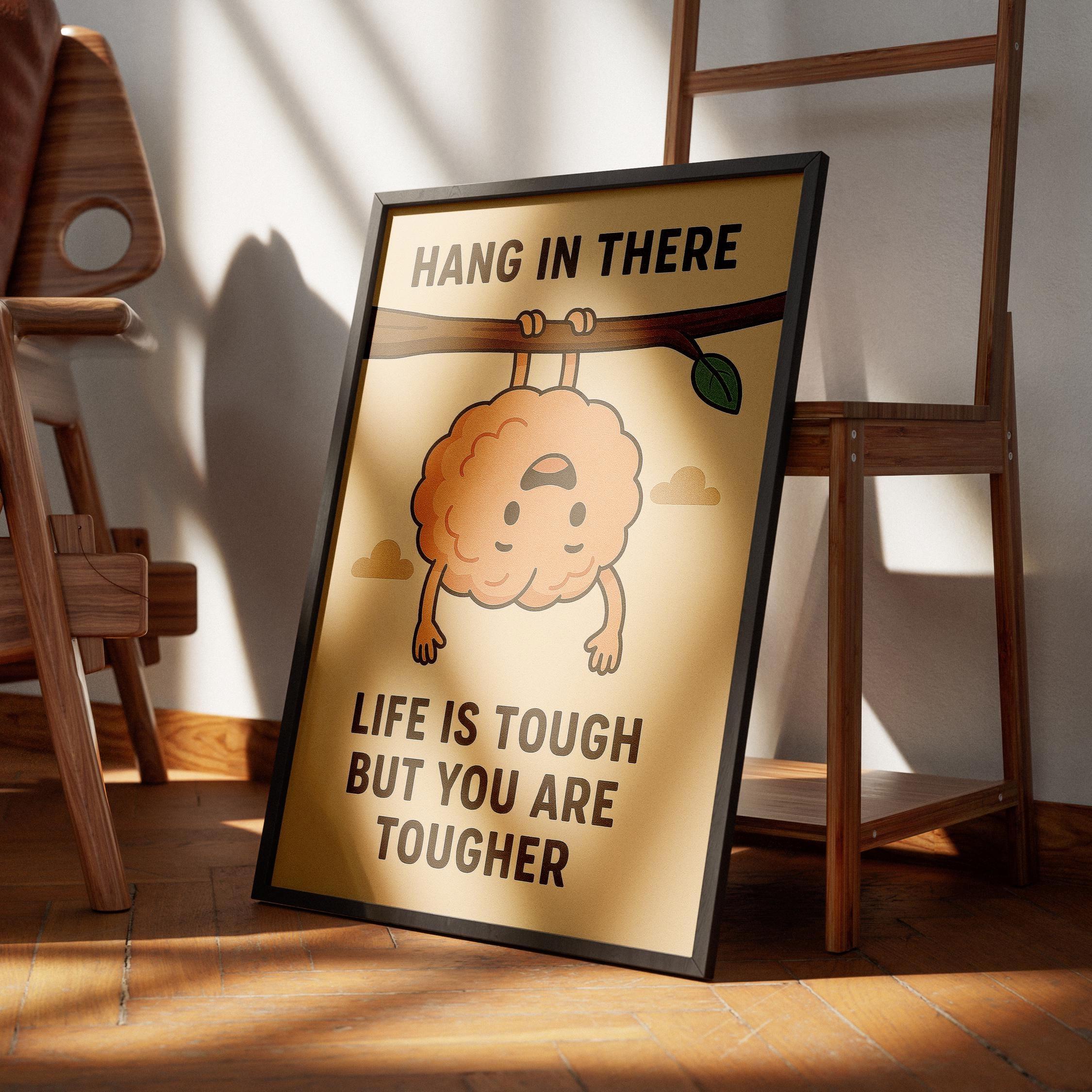 Hang in There Brain Art Digital Print - Cute Motivational Wall Decor ...