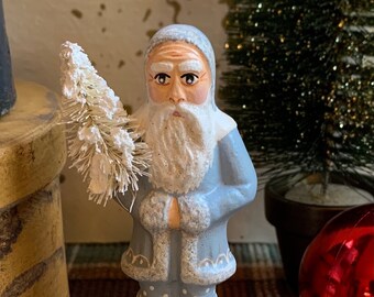 Folk Art Chalkware Belsnickle Santa From Chocolate Mold White Crackle ...