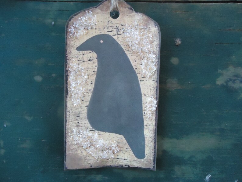 Six Primitive Hand Made Crow Themed Gift Hang Tags - Etsy