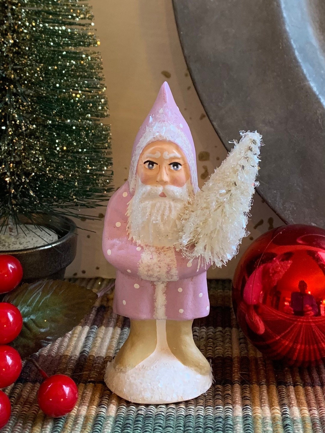 Folk Art Chalkware Belsnickle Santa From Chocolate Mold Lavender Coat ...