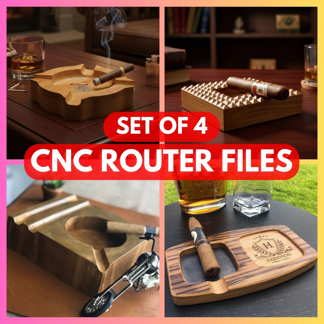 Ashtray & Cigar Tray CNC Router Pack – Set of 4 Premium Ashtray STL ...