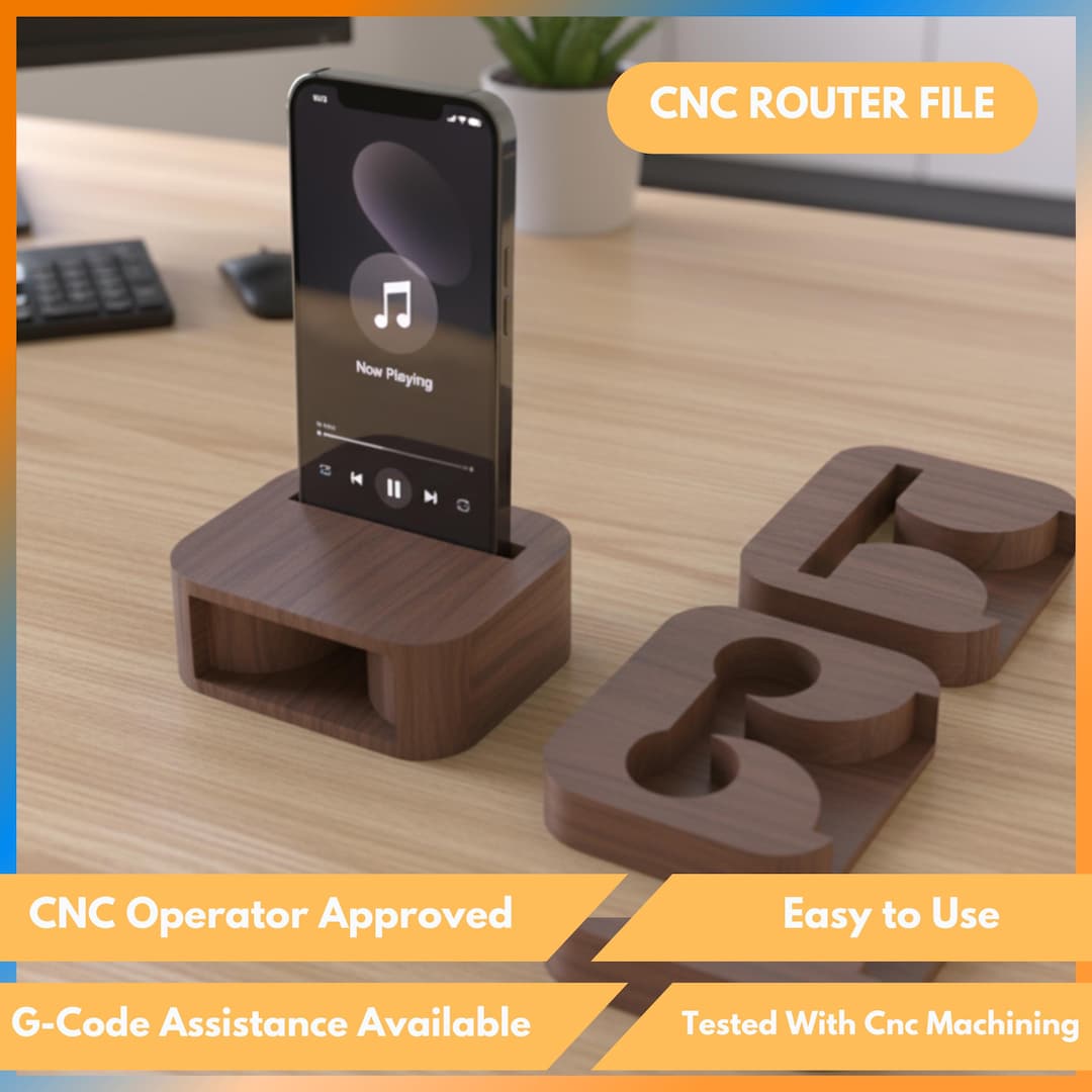 Phone Holder CNC Router File - Wooden Phone Amplifier, Phone Stand ...