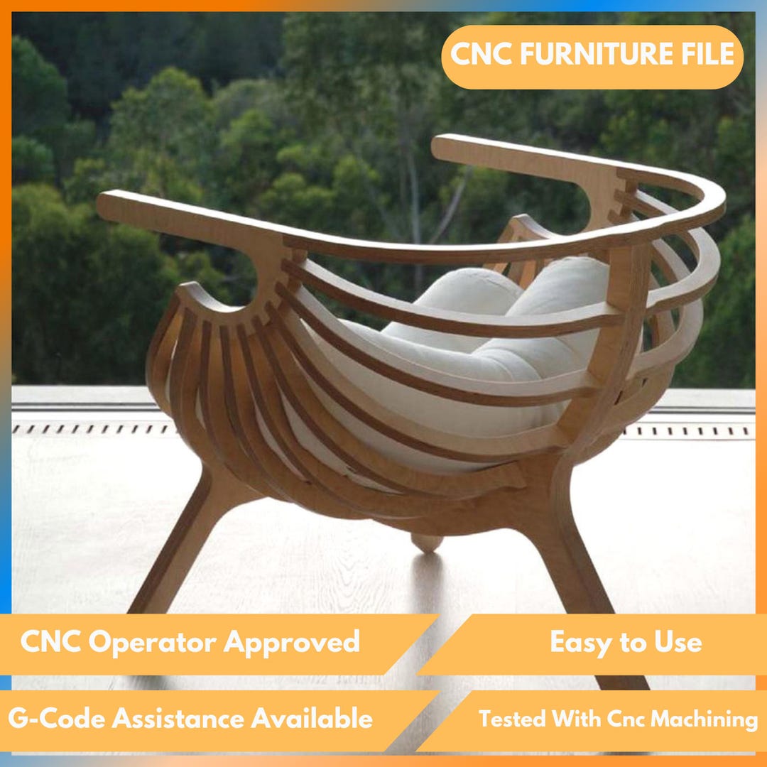 Plywood Chair CNC Cutting File: 18mm Router Design (SVG, DXF, Vcarve ...