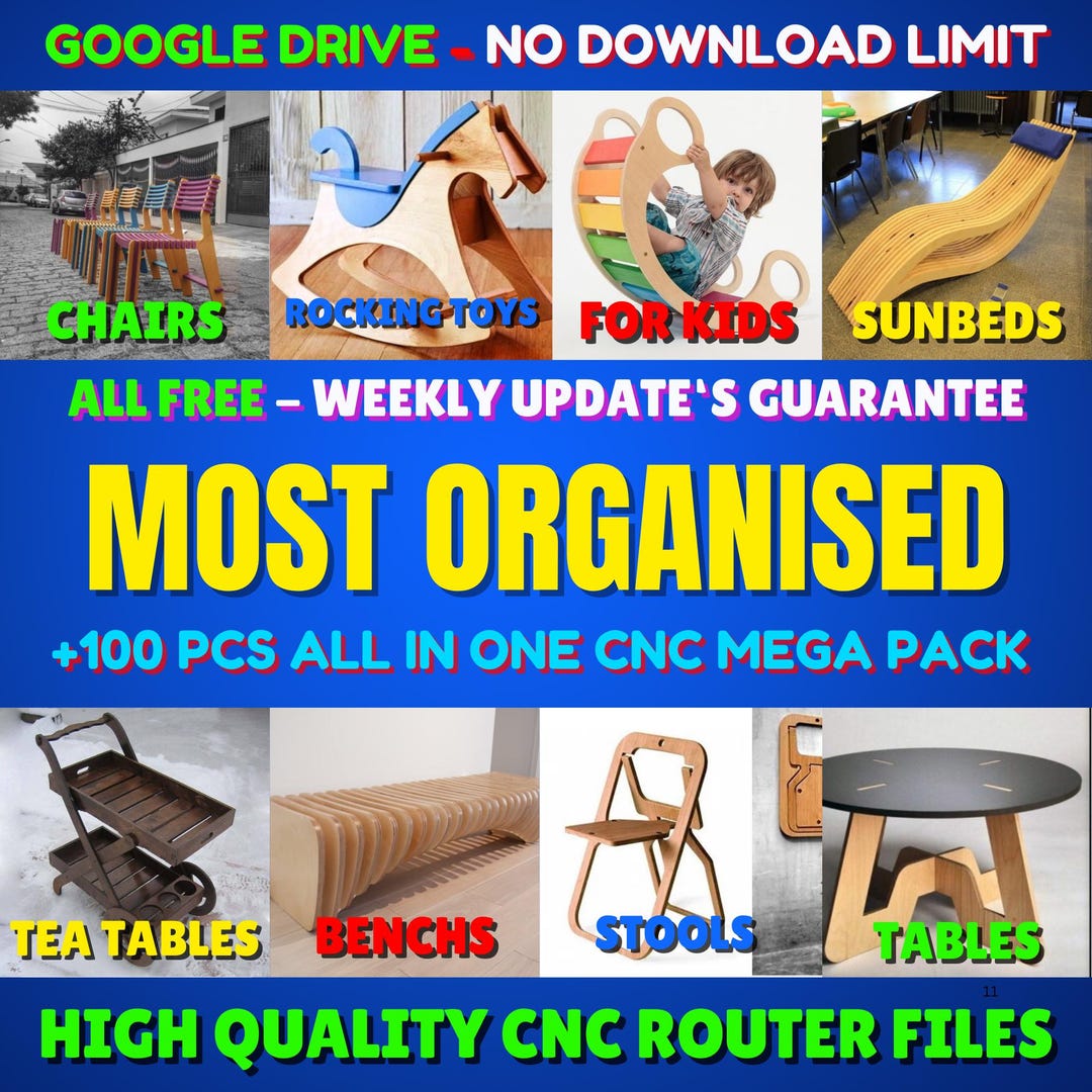 CNC Furniture Bundle – 100+ Ready-to-cut DIY Woodworking Plans for ...