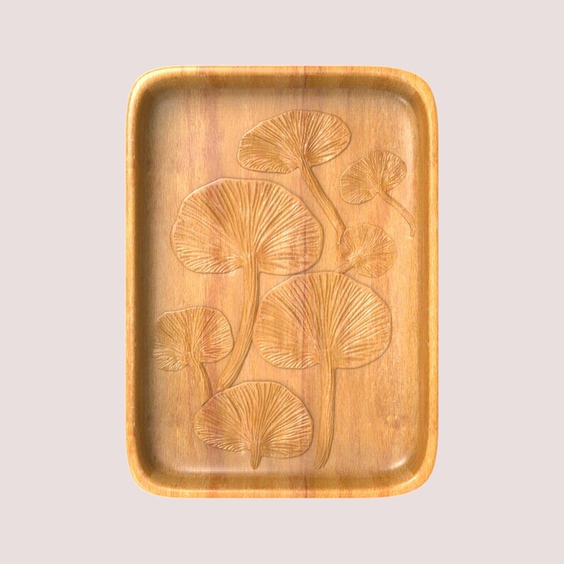 Mushroom 3D STL File for CNC & Wood Carving, Botanical Serving Tray ...