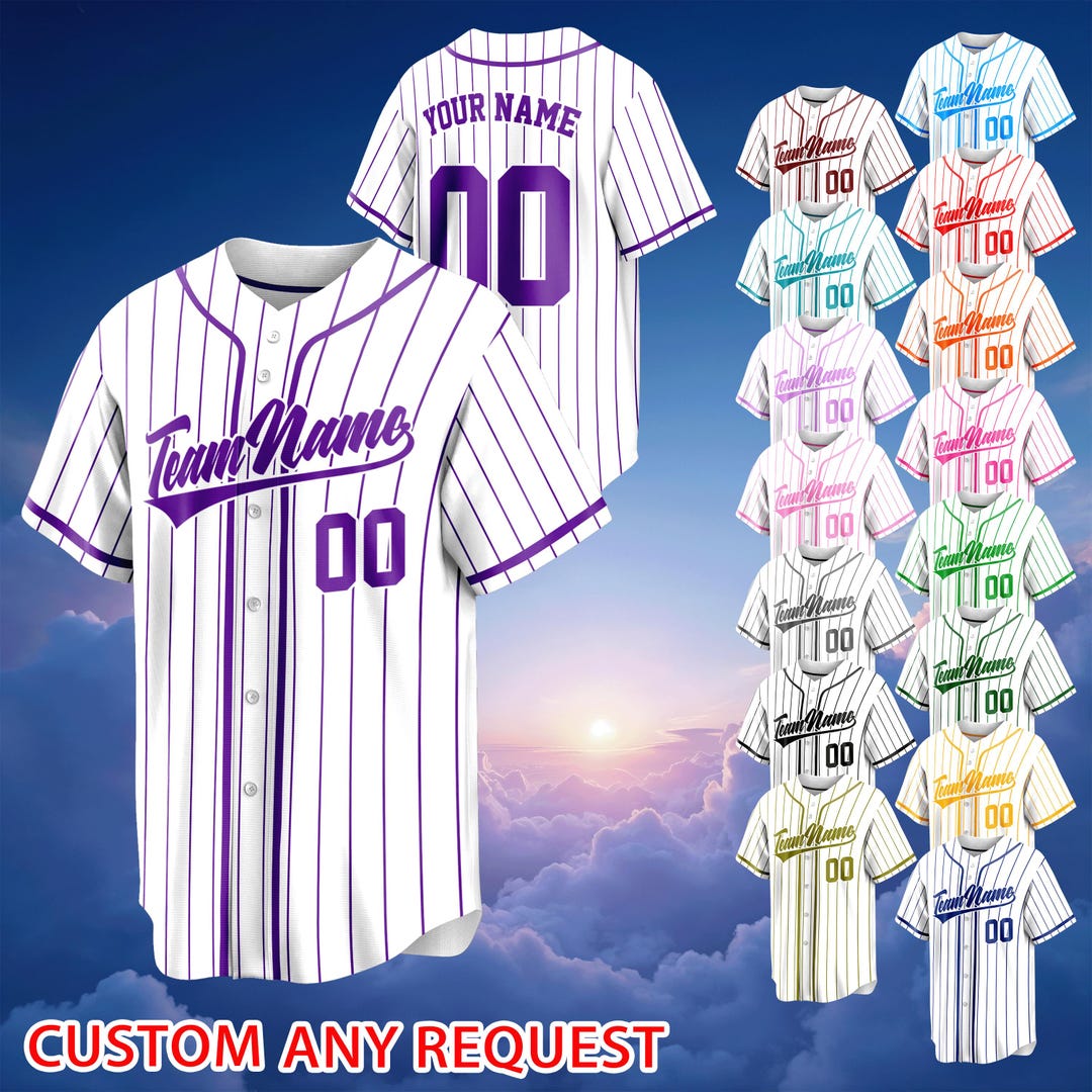 Custom Pinstripe Baseball Jersey Personalized Stitched Stripe Team Name ...