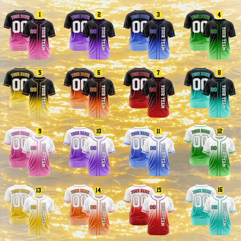Custom Glitter Baseball Jersey Personalized Print or Stitch Team Name ...