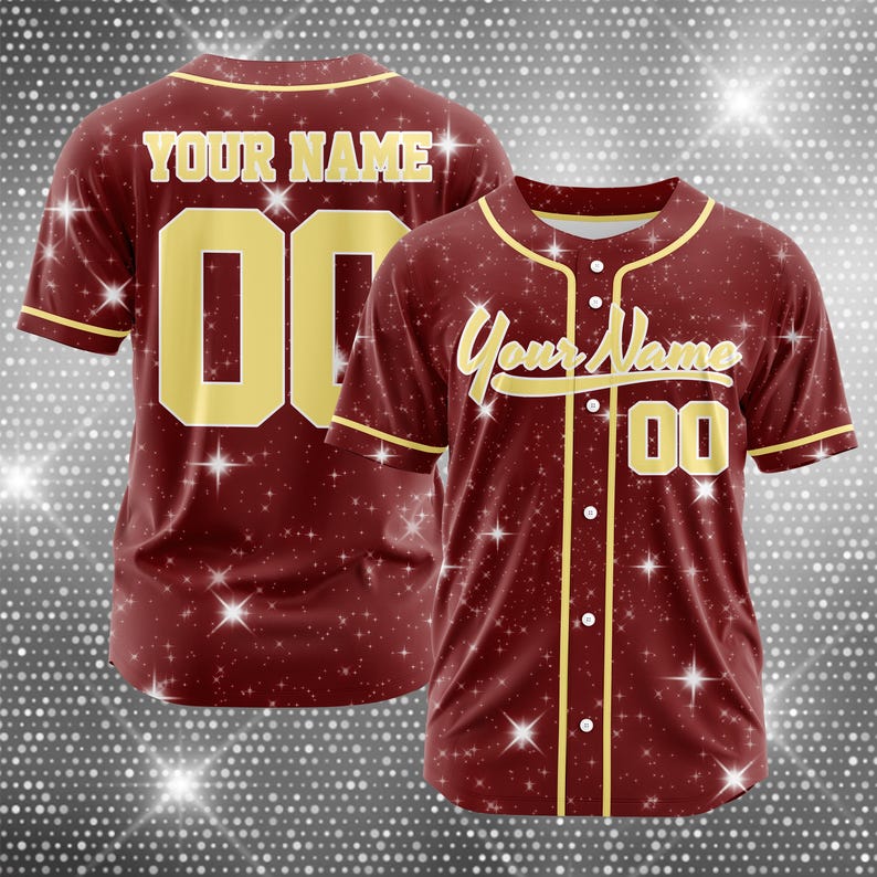 Custom Glitter Baseball Jersey Personalized Embroidered Team Name ...