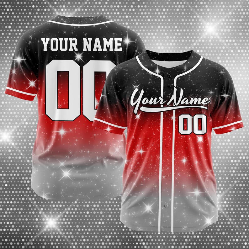 Custom Glitter Baseball Jersey Personalized Embroidered Team Name ...