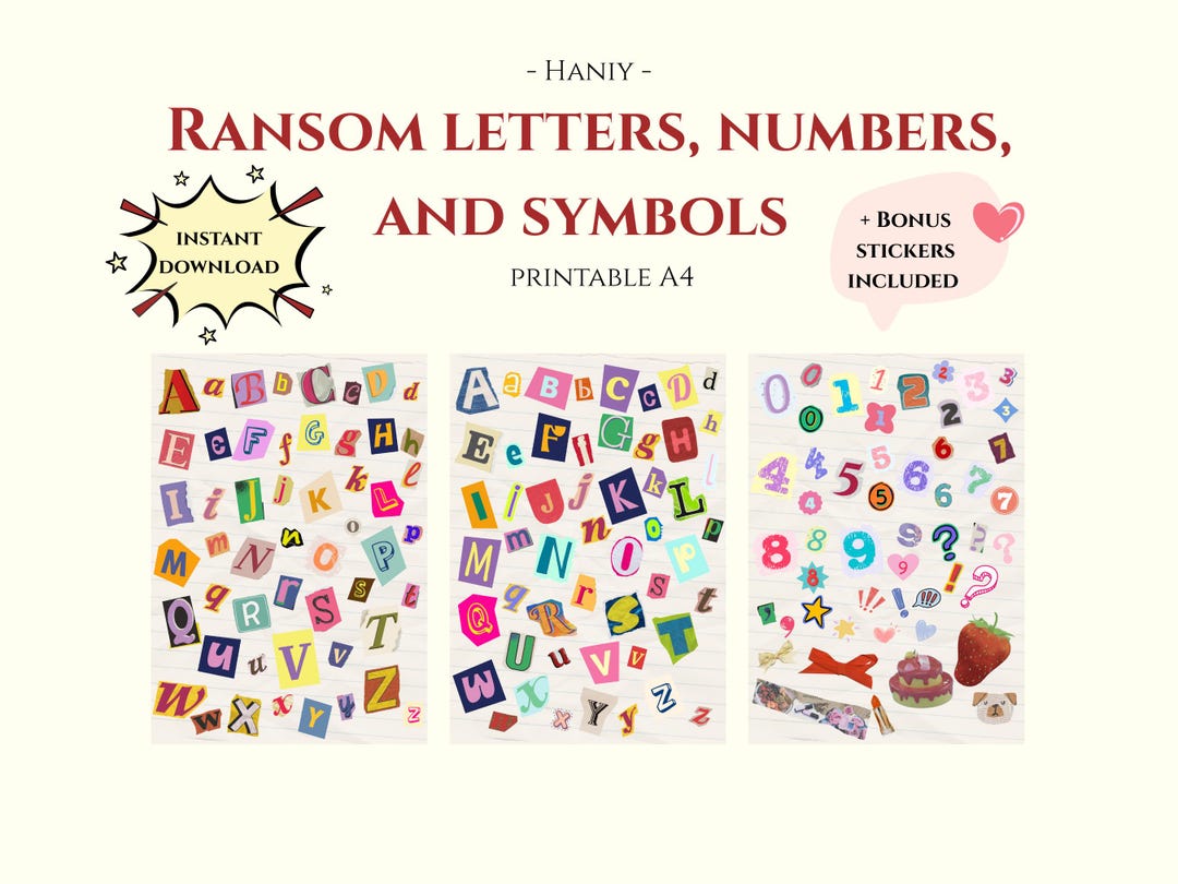 Printable RANSOM NOTE Letters & Numbers Bundle. Magazine Letter Cutouts ...