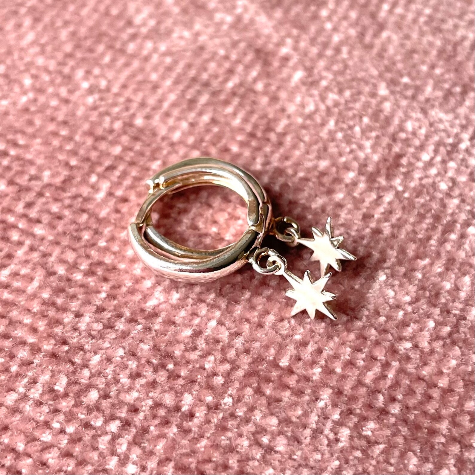 Huggie Hoop Sterling Silver Mini Hinged Hoop Earrings With Star North ...