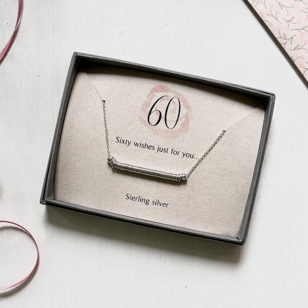 60th Birthday Necklace Sterling Silver Links on Chain Handmade Gift ...