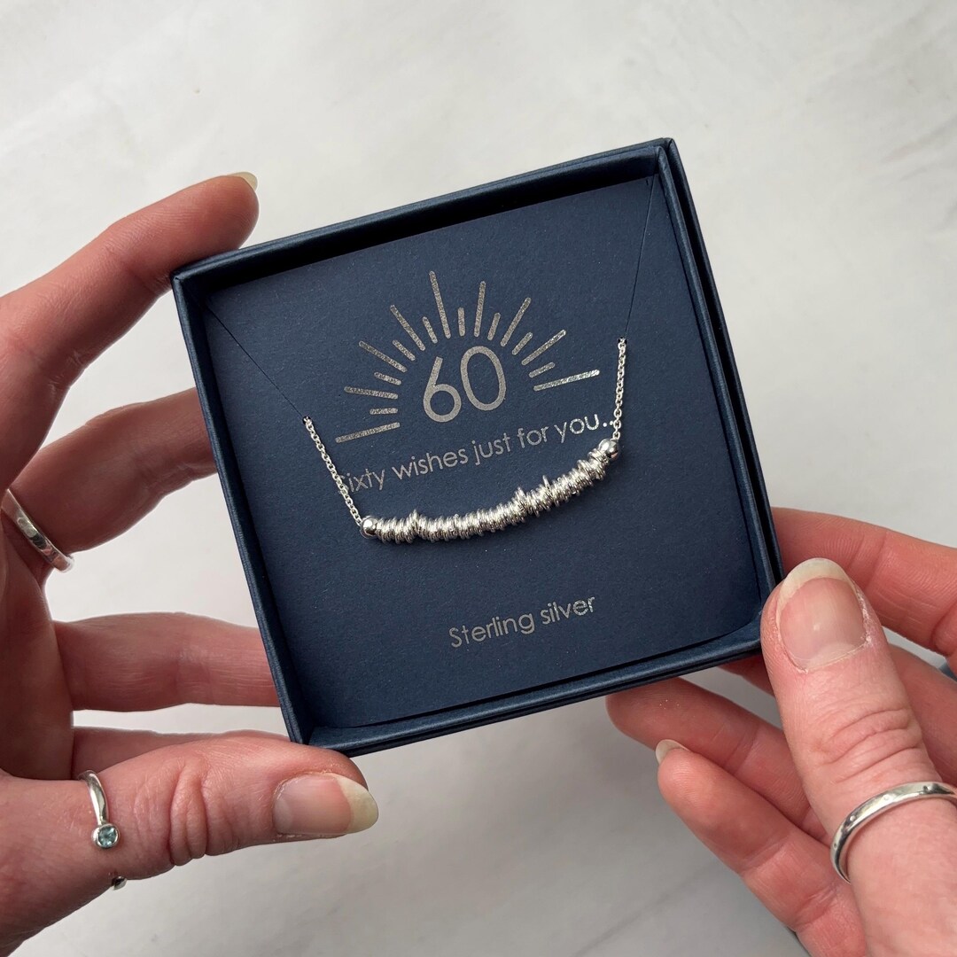 60th Birthday Necklace Sterling Silver Links on Chain Handmade Gift ...
