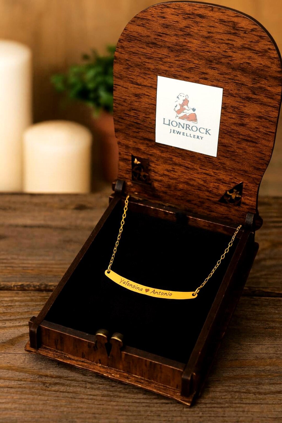 Curved Bar Name Necklace Wit Box – Christmas Gift for Her – 925 Silver ...