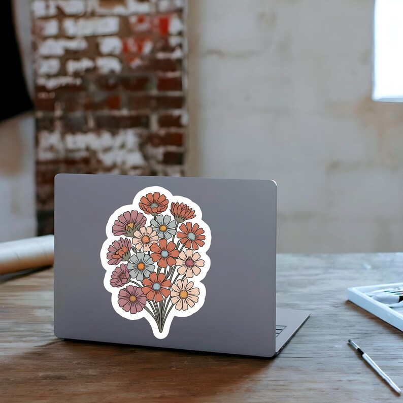Retro Floral Sticker PNG: Print and Cut, Packaging Design (digital ...