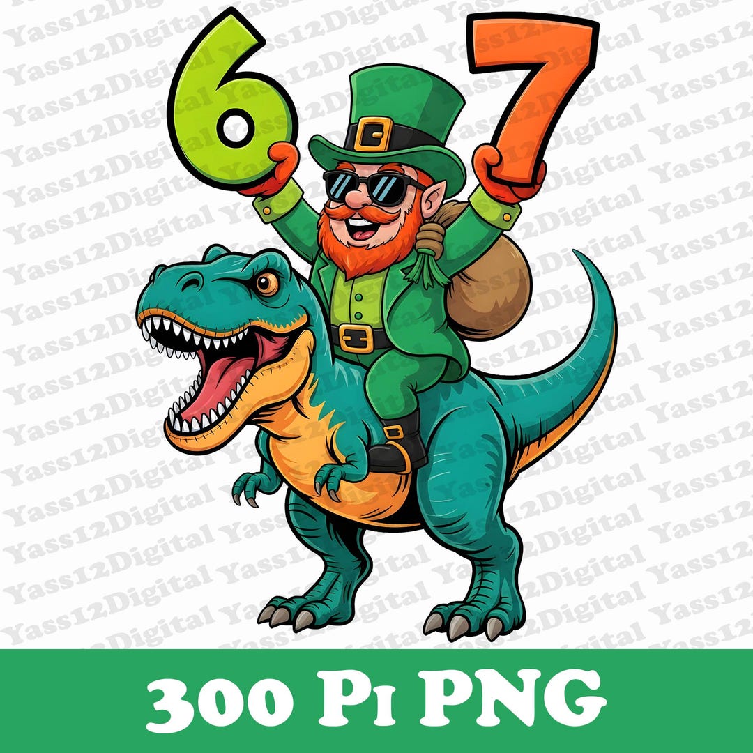 Leprechaun Riding Dinosaur PNG: St Patricks Day Clipart (digital ...
