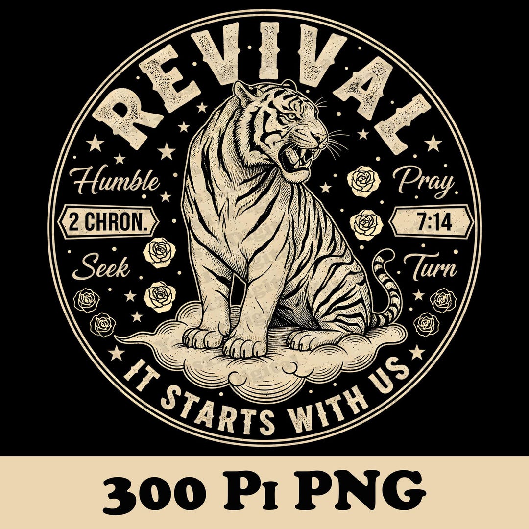 Revival Tiger Bible Verse PNG: Christian T-shirt Design (digital ...