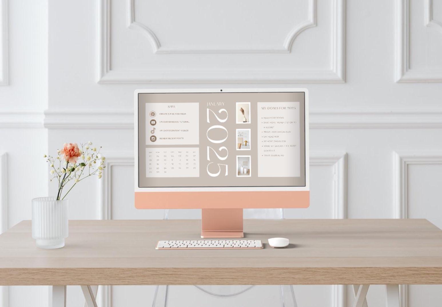 Minimalist 2025 Desktop Wallpaper Calendar | Neutral Aesthetic ...