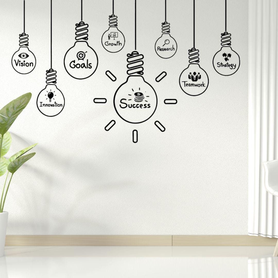 Motivational Light Bulb Wall Decals - Removable PVC Art Stickers With ...