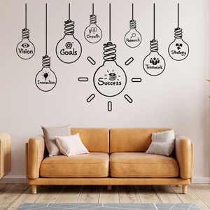 Motivational Light Bulb Wall Decals - Removable PVC Art Stickers With ...