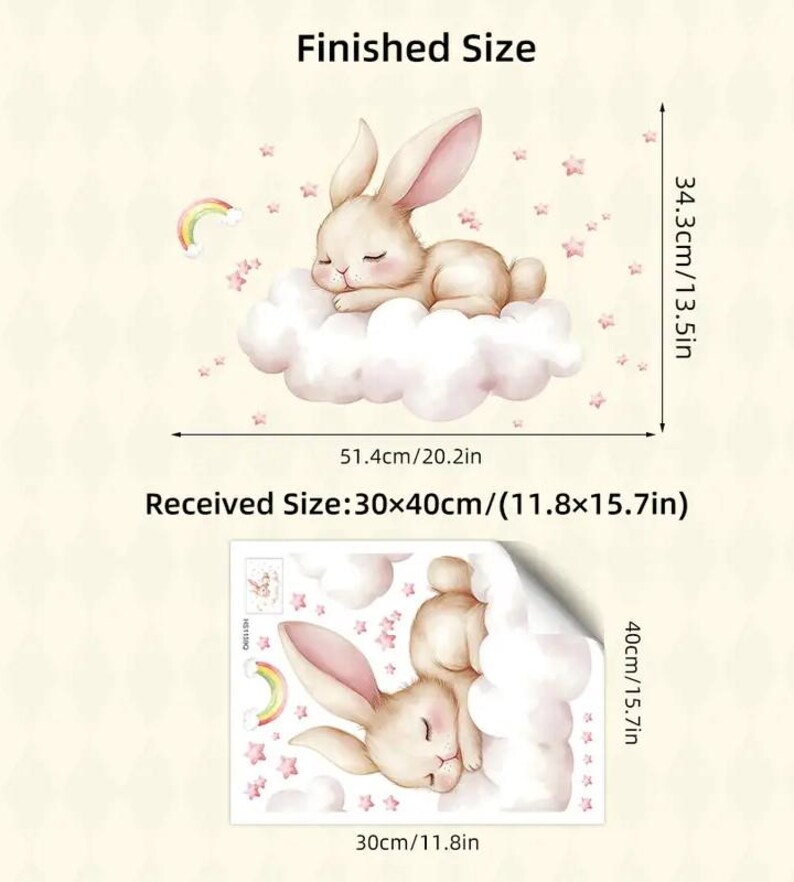 Contemporary Watercolor Sleeping Rabbit Wall Decal – Removable PVC ...
