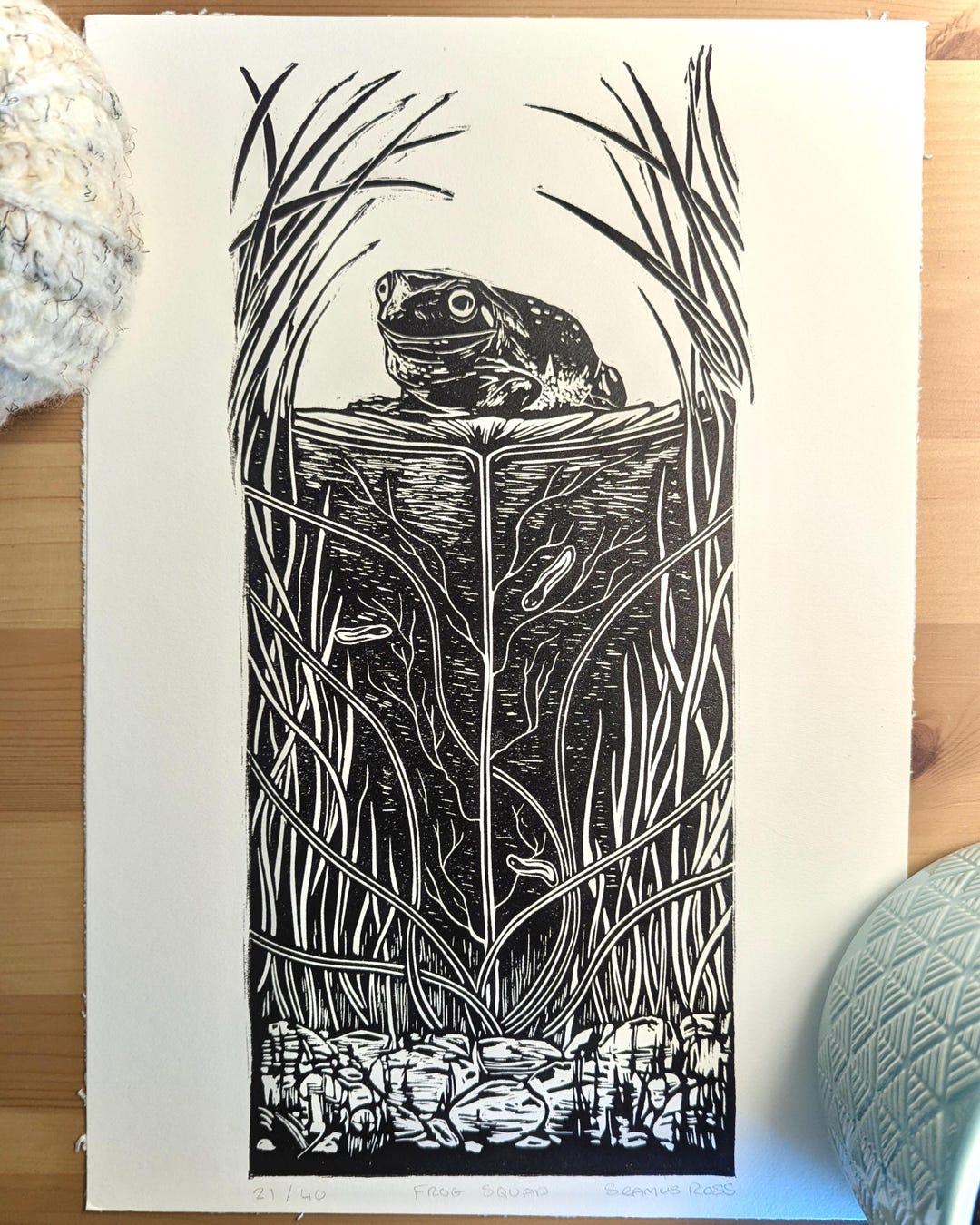 Frog Squad (2025) - Lino Print Artwork (A4) - Original Handmade Limited ...