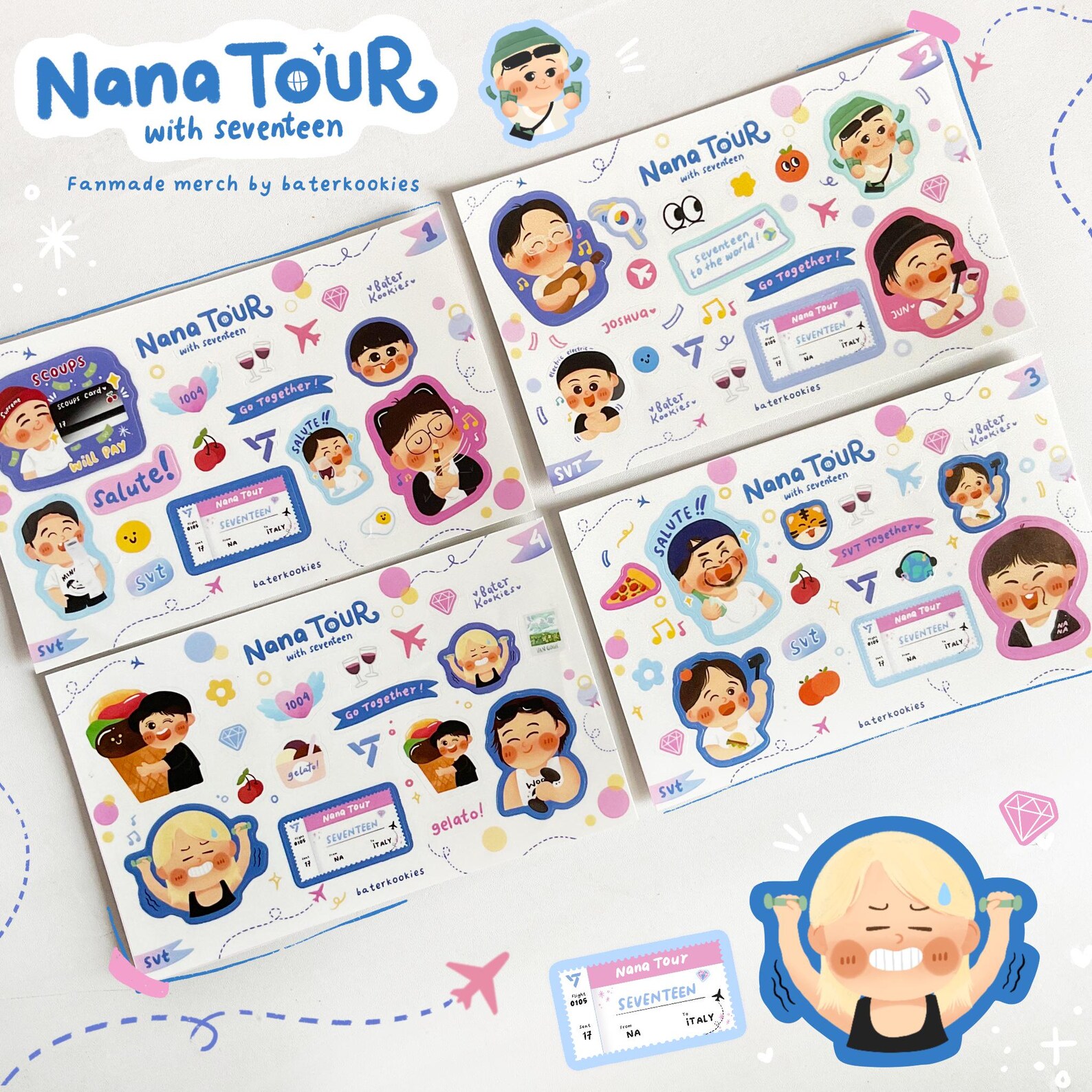 Seventeen Nana Tour Sticker Sheet: Waterproof Vinyl Laptop Decals Kpop ...