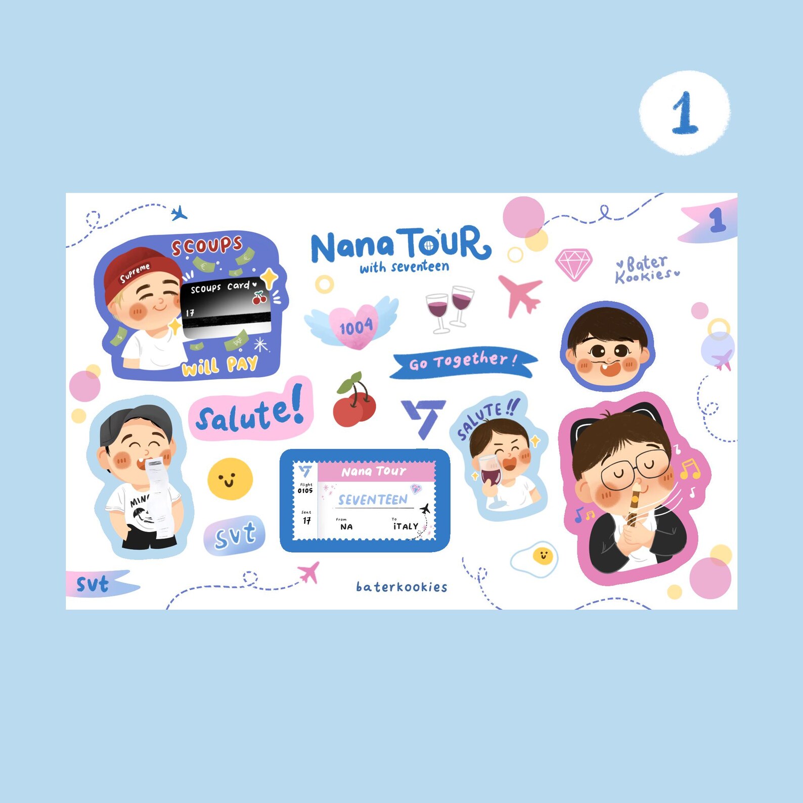 Seventeen Nana Tour Sticker Sheet: Waterproof Vinyl Laptop Decals Kpop ...