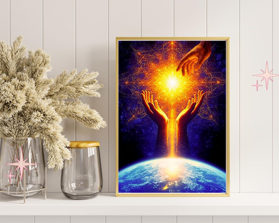 Divine Cosmic Energy Wall Art – "hands of Creation" | Spiritual Galaxy ...