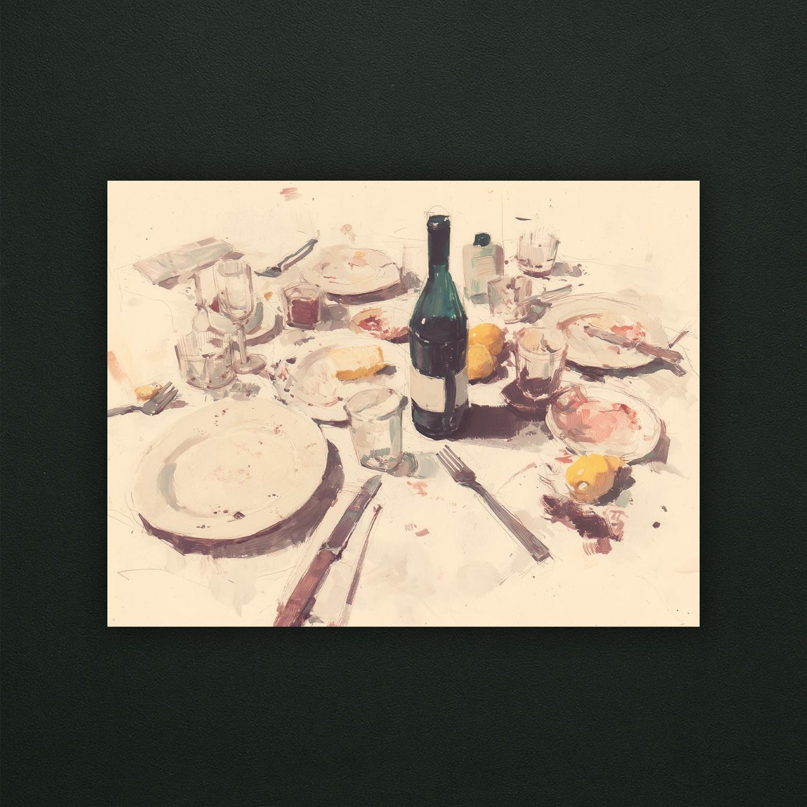 Dinner Party Art | Cozy Kitchen Wall Art | Dining Room Bar Cart Decor ...