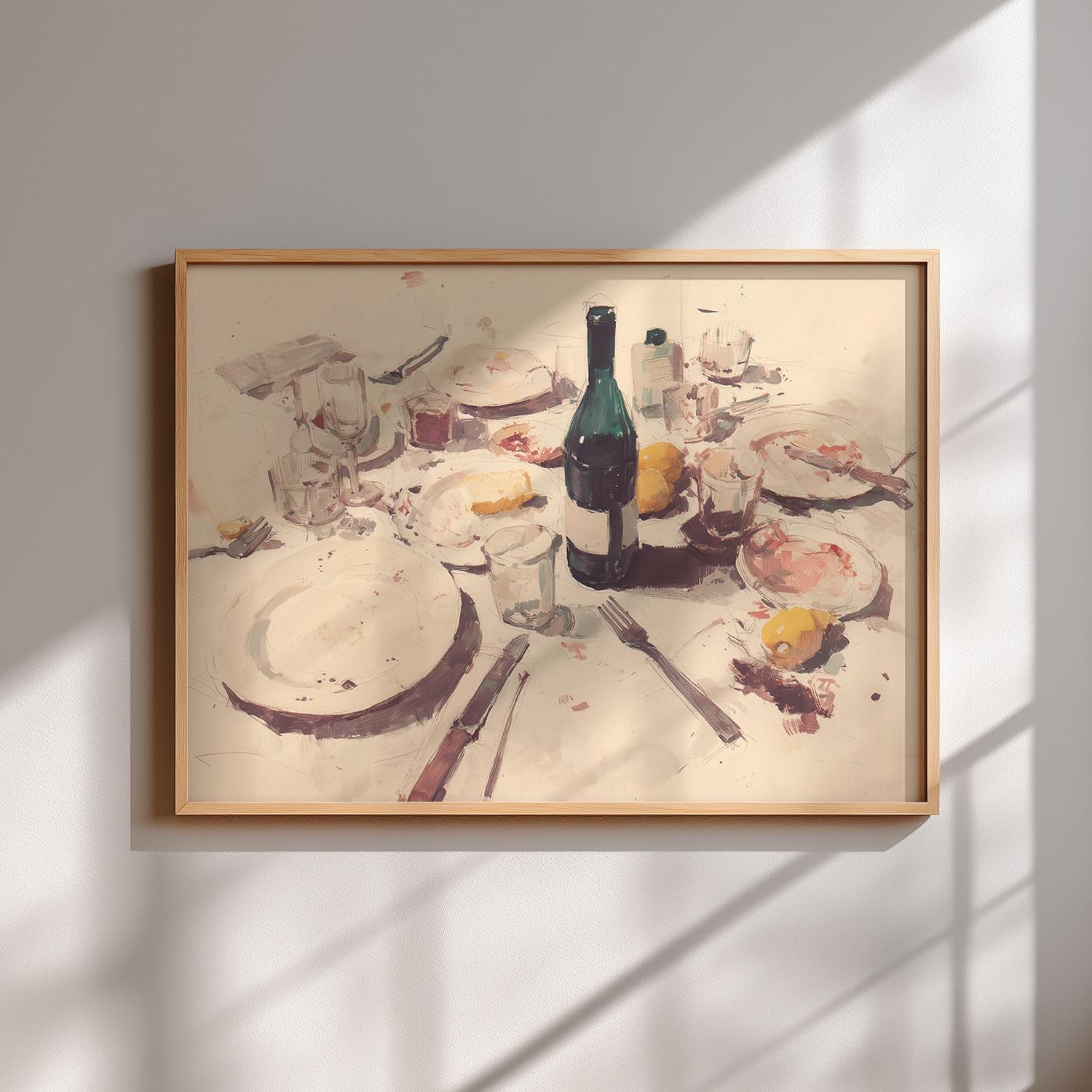 Dinner Party Art | Cozy Kitchen Wall Art | Dining Room Bar Cart Decor ...