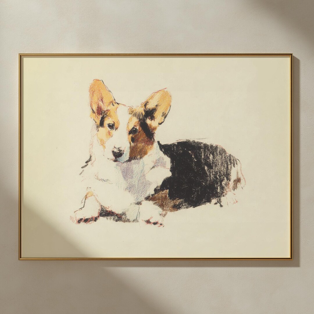 Corgi Art Print | Charcoal Corgi Sketch | Minimal Pet Wall Art ...