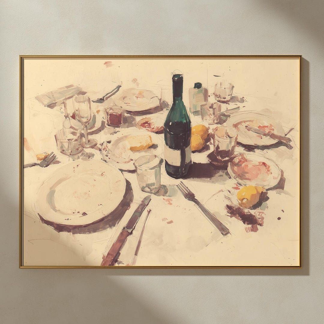 Dinner Party Art | Cozy Kitchen Wall Art | Dining Room Bar Cart Decor ...