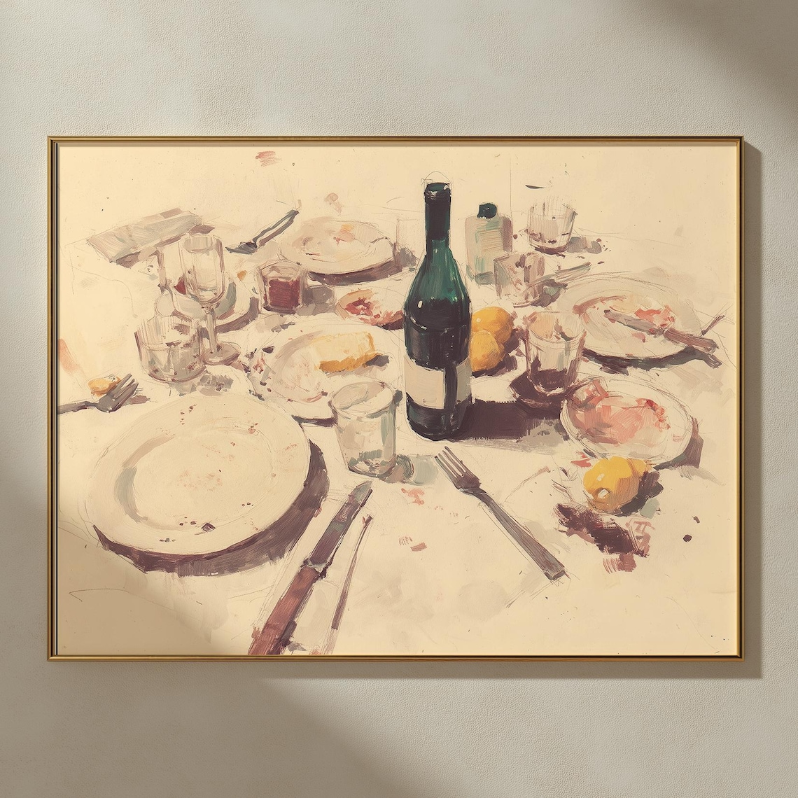 Dinner Party Art | Cozy Kitchen Wall Art | Dining Room Bar Cart Decor ...