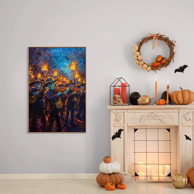 Day of the Dead Mariachi Skeleton Canvas Art – Mexican Folk Decor - Etsy