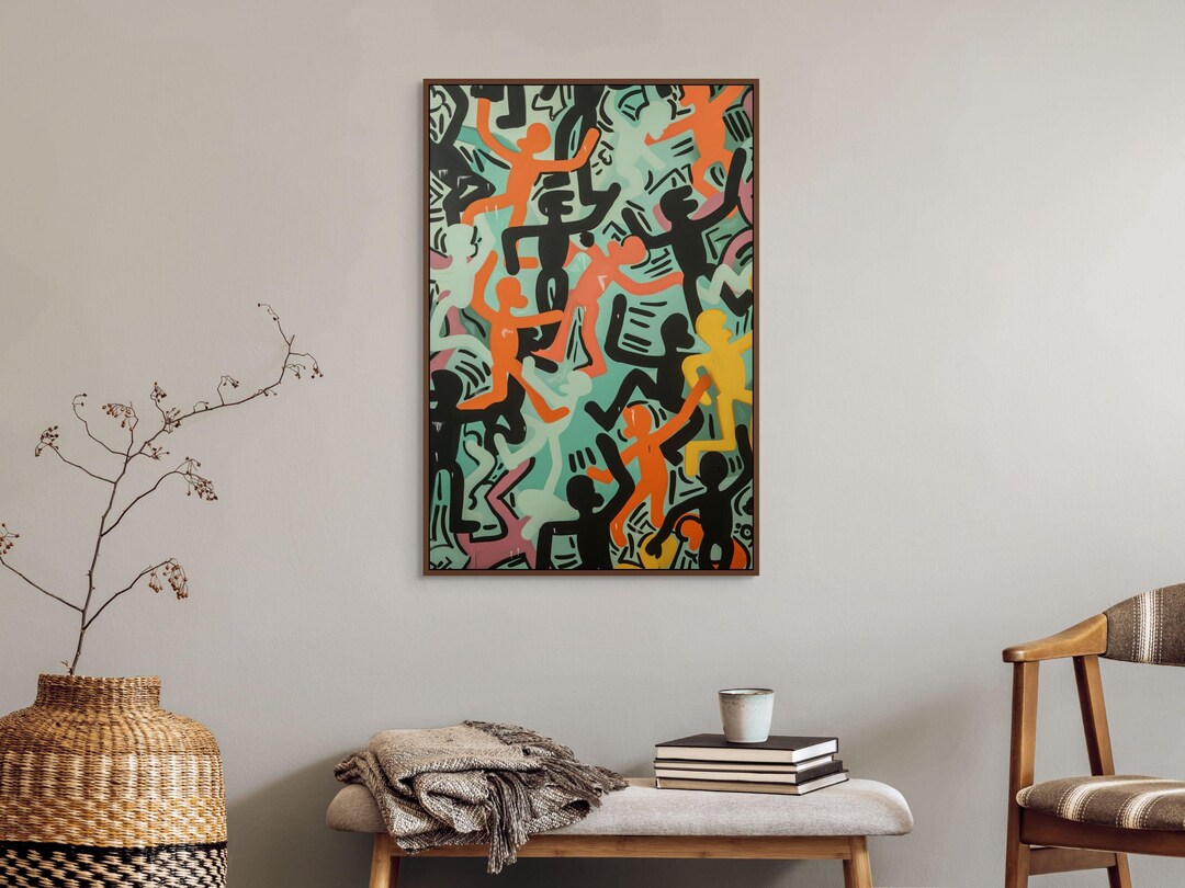 Keith Haring Inspired Dance Canvas Art, Bold Movement Wall Decor for ...