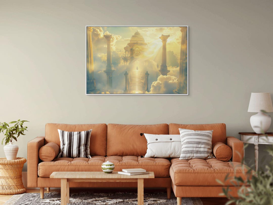Golden Temple Wall Art – Mystical Heaven-inspired Canvas for Spiritual ...