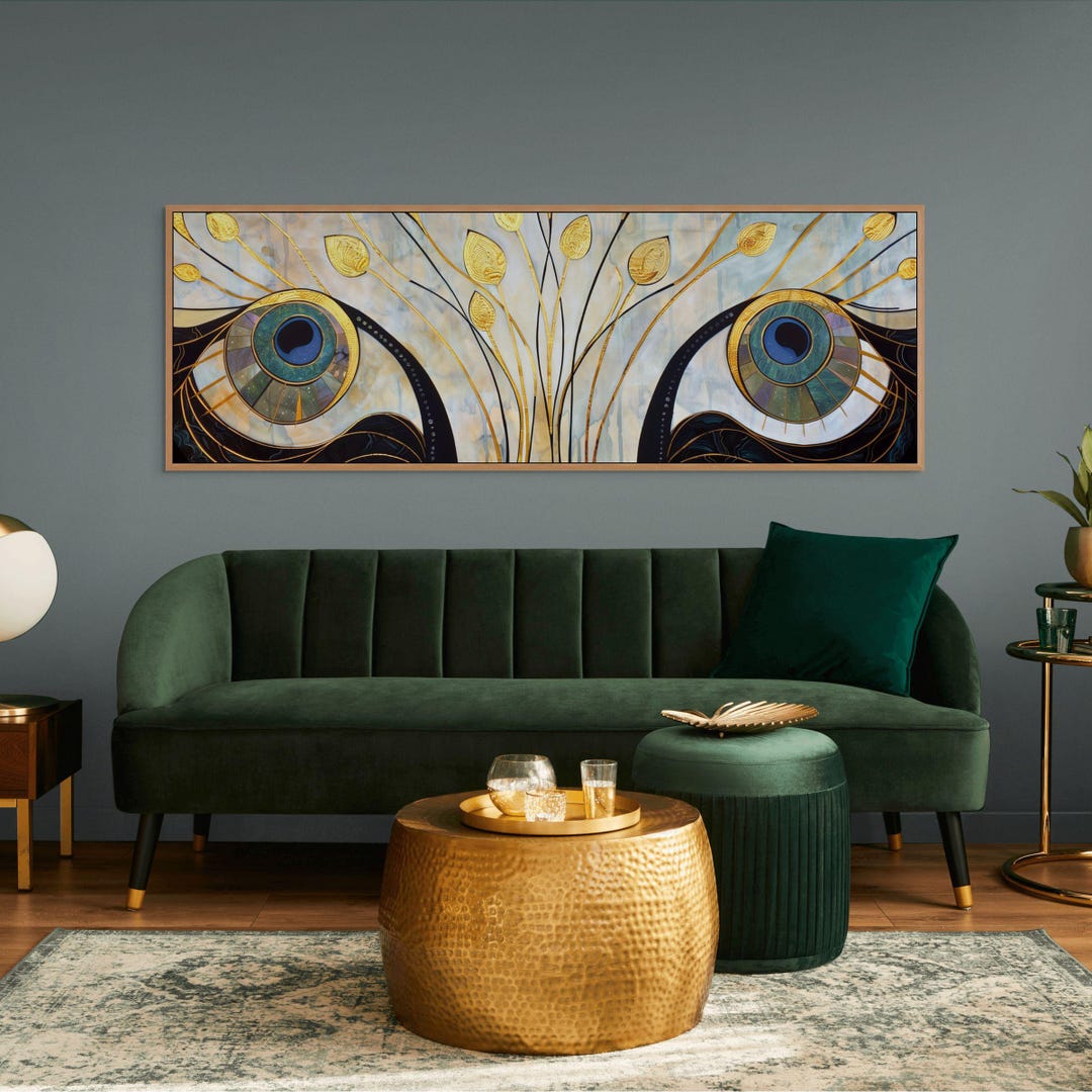 Golden Eyes Abstract Wall Art – Panoramic Canvas Print With Nature and ...