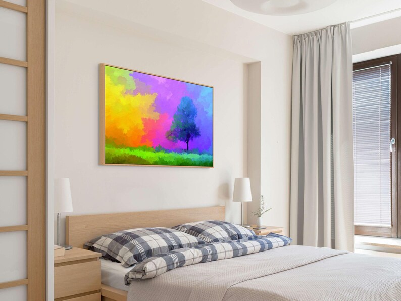 Rainbow Tree Canvas Wall Art – Colorful Abstract Print for Living Room ...