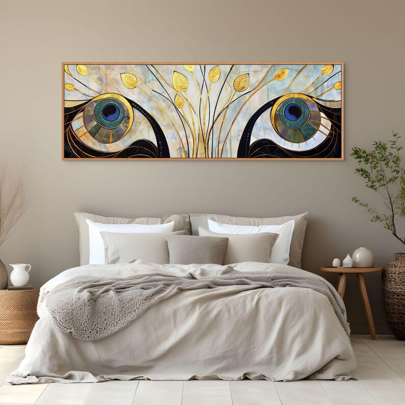 Golden Eyes Abstract Wall Art – Panoramic Canvas Print With Nature and ...