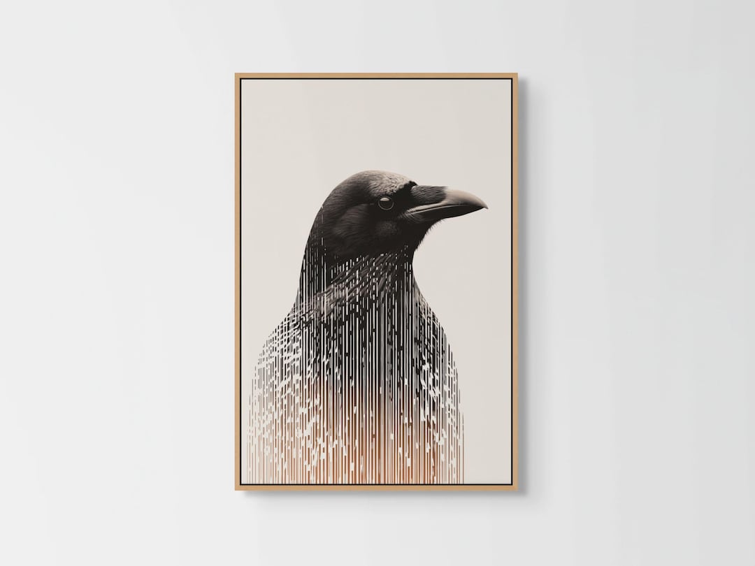 Modern Raven Canvas Wall Art – Abstract Black Bird Print for Living ...